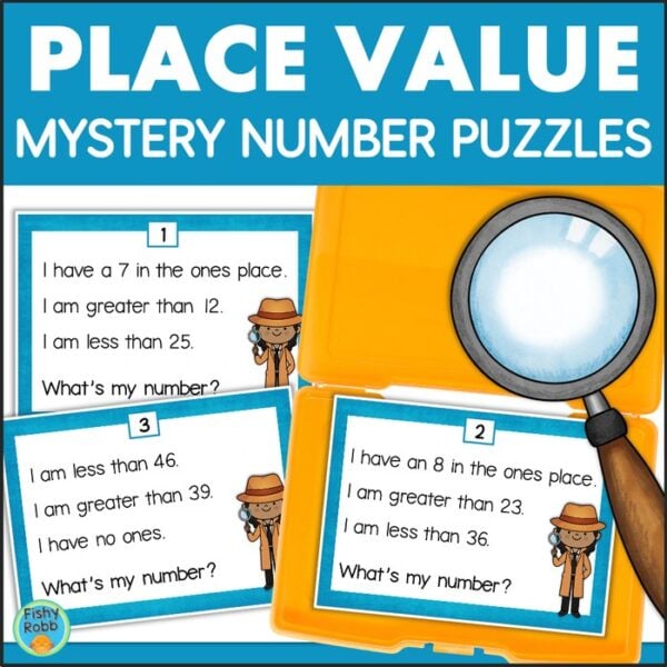 Place Value Mystery Number Riddles Math Task Cards - Fishyrobb