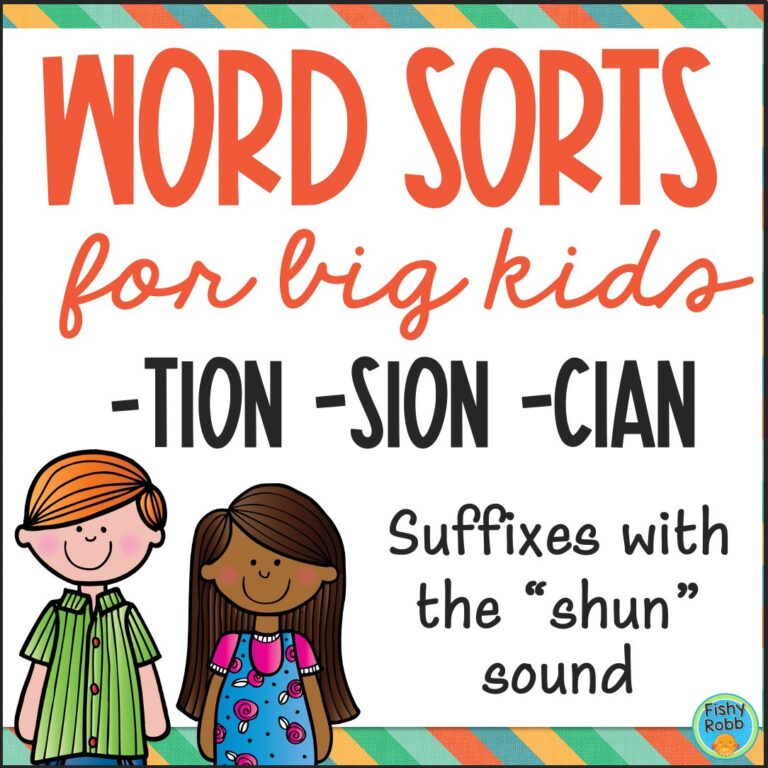 Suffixes TION SION CIAN Word Sort Word Work Activities - Fishyrobb