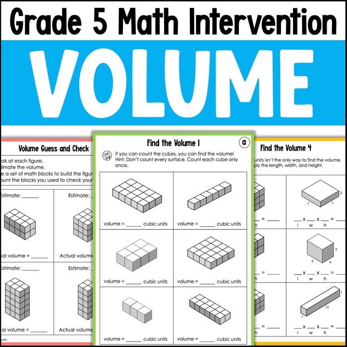 Measuring Volume Math Intervention Activites 5th Grade