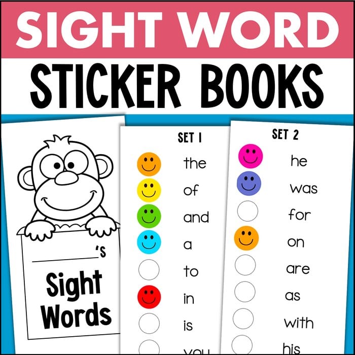 Sight Word Sticker Books for Fry, Dolch, and Oxford Word Lists