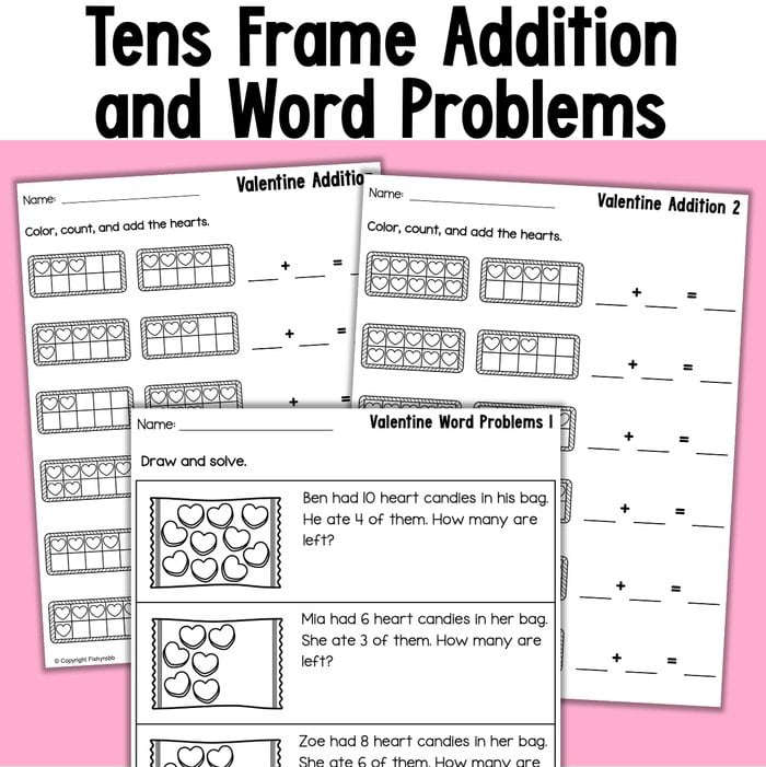 Valentine’s Day Addition and Subtraction K to 1st Grade Math