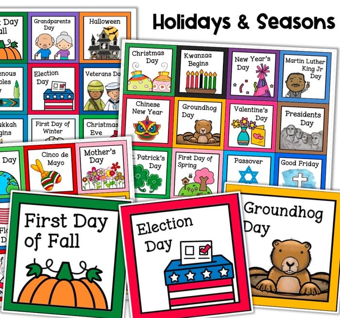 Printable Calendar Numbers FULL YEAR Monthly Pocket Chart Calendar Cards