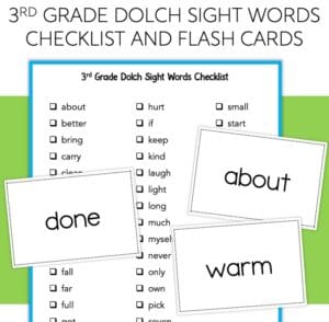 3rd Grade Dolch Sight Words High Frequency List & Flashcards