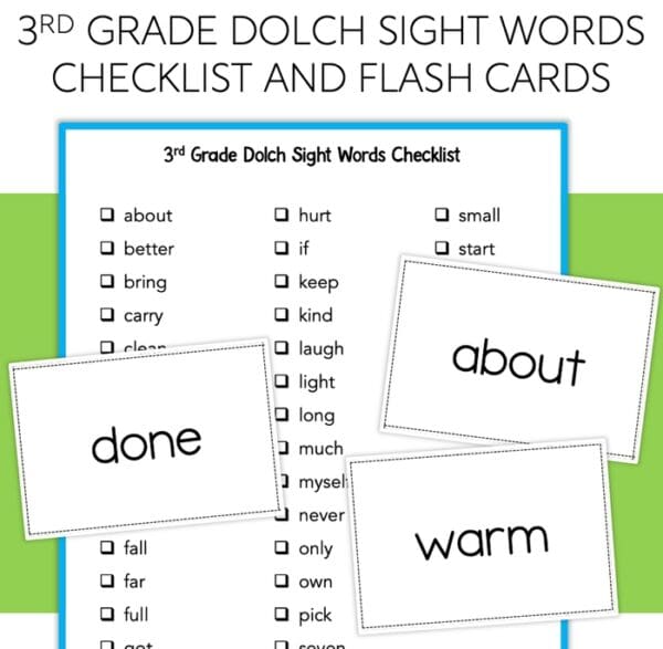 3rd Grade Dolch Sight Words High Frequency List & Flashcards