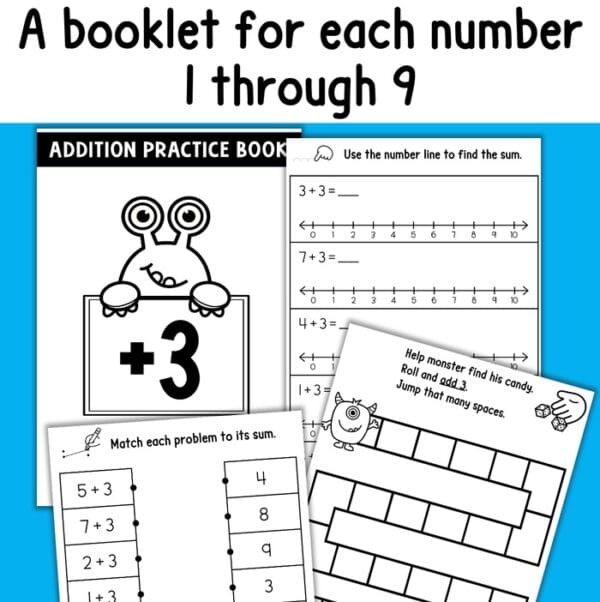Single Digit Addition Facts Math Practice Booklets