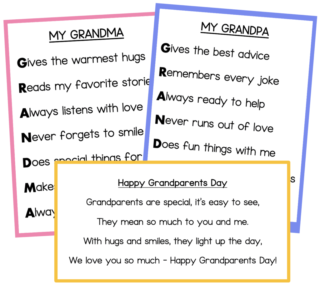 Grandparents Day Ideas for Teachers + Free Poem Printable