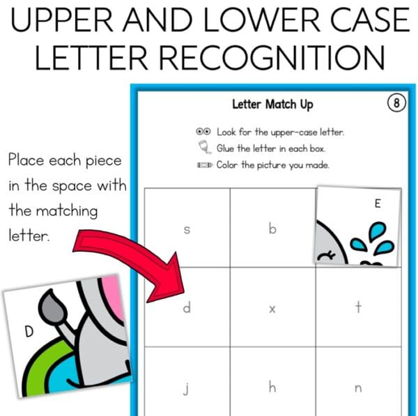 Letter Recognition Puzzles Upper and Lowercase Letter Match Centers and ...