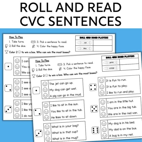 CVC Words Phonics Games with Kindergarten Sight Words