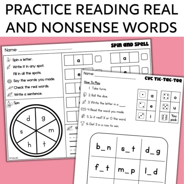 CVC Words Phonics Games with Kindergarten Sight Words